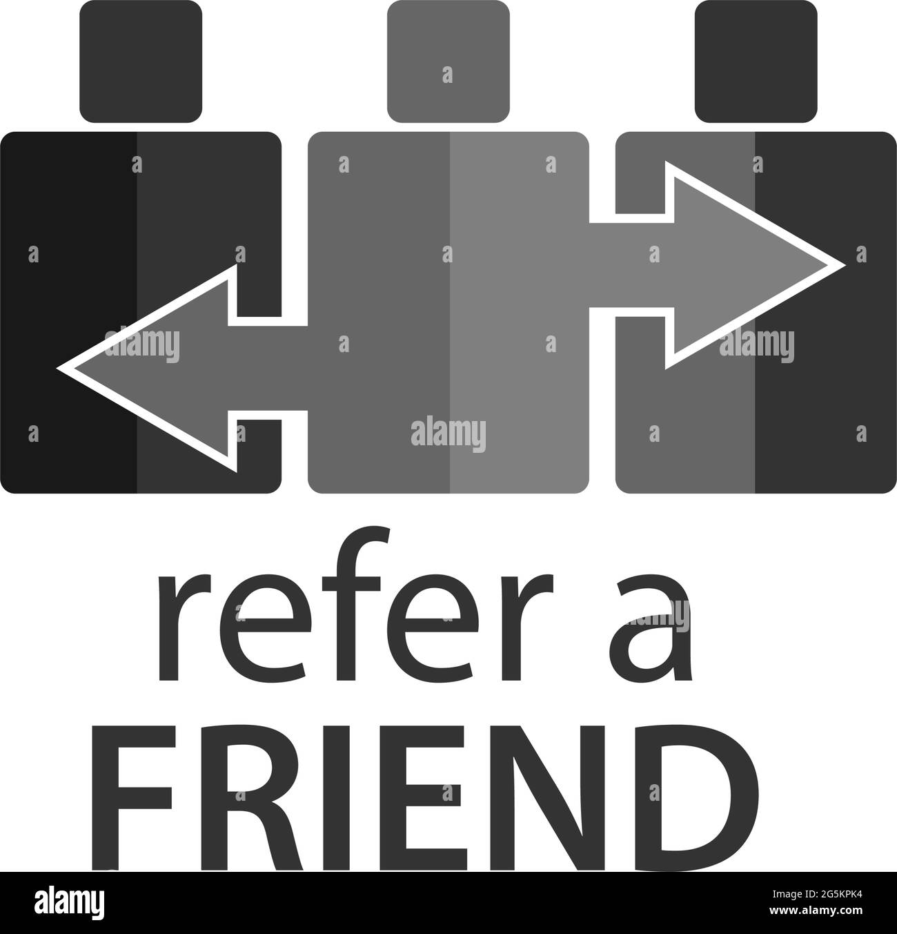 Refer a friend with people icon. Flat vector illustration on white ...