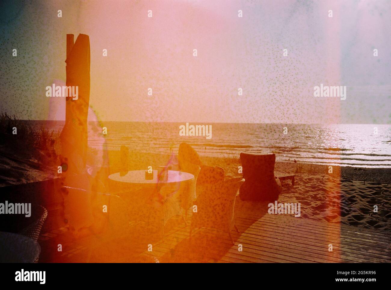 Vintage distressed blurry and grained photo. Damaged camera film ...