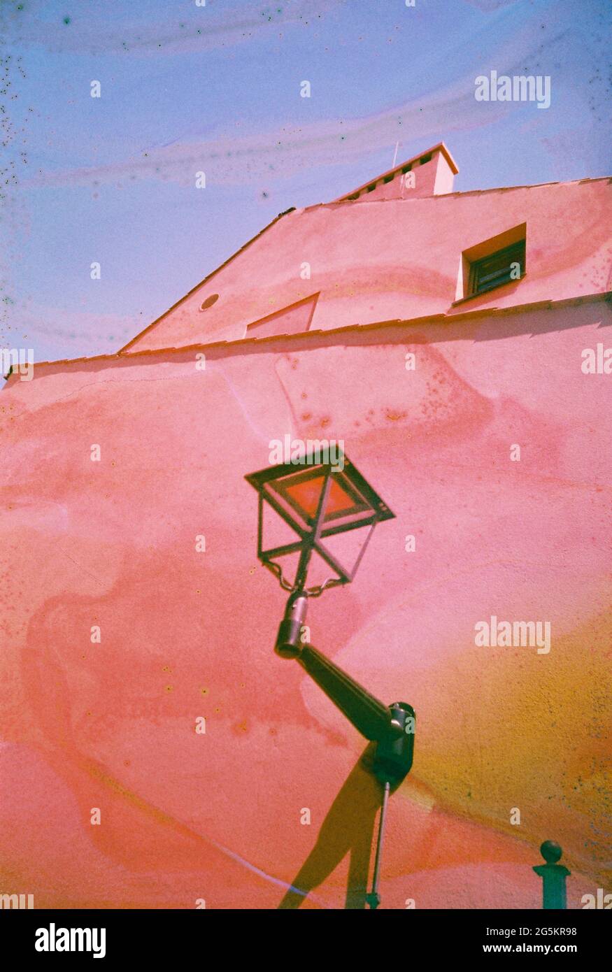 Vintage distressed blurry and grained photo. Damaged camera film ...