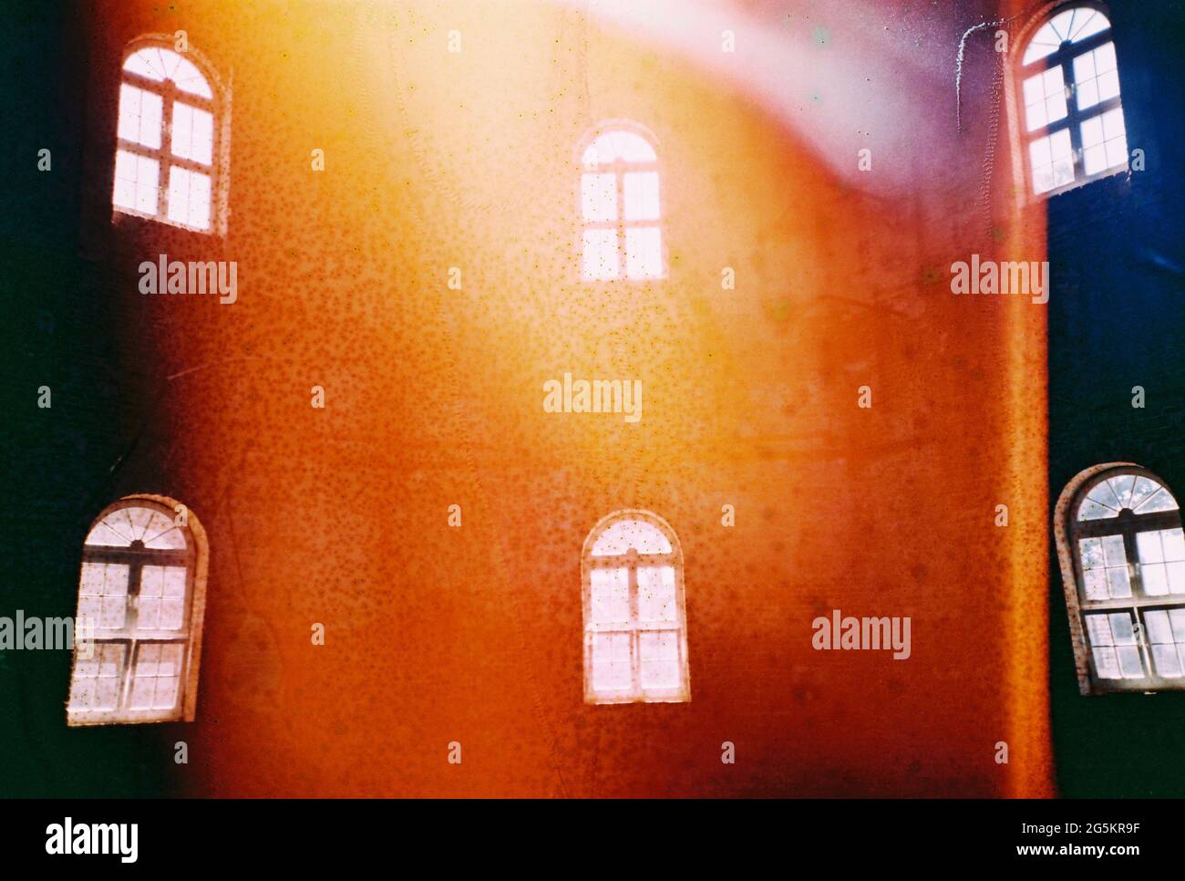 Vintage distressed blurry and grained photo. Damaged camera film ...