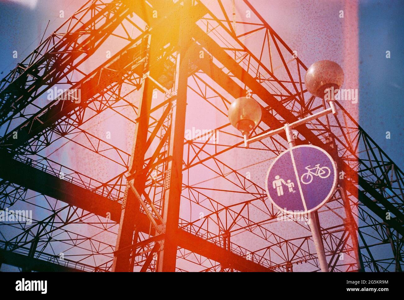 Vintage distressed blurry and grained photo. Damaged camera film ...