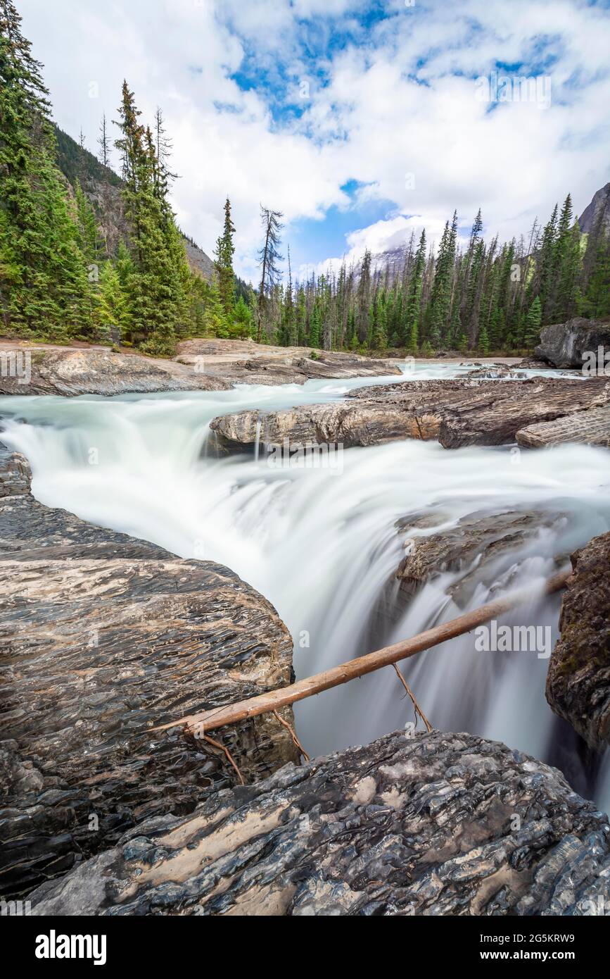Waterfall, Long Exposure, Natural Bridge Lower Falls, Rocky Mountains ...