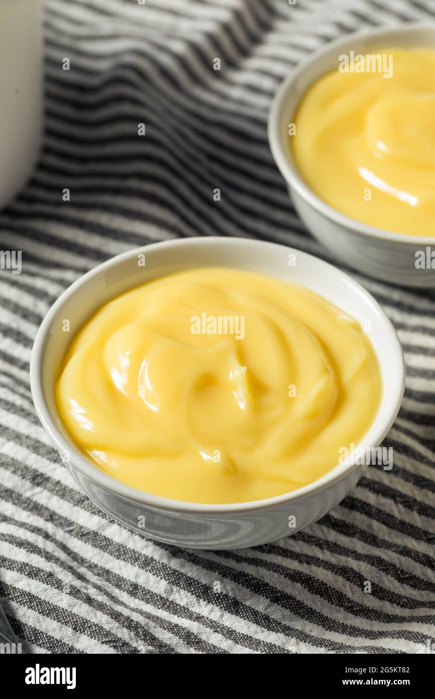 Homemade Yellow Vanilla Pudding to Eat for Dessert Stock Photo - Alamy