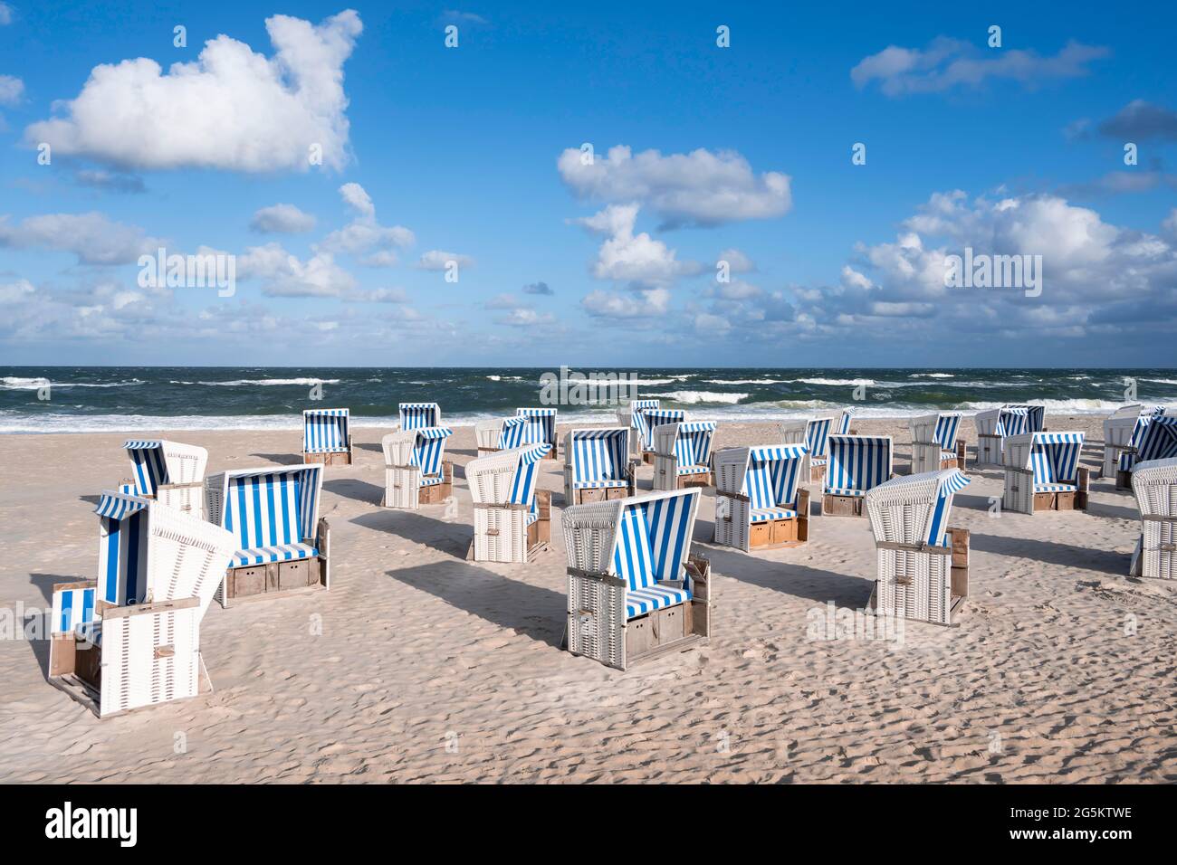 Beach chairs at the west beach, Sylt, North Frisian Island, North Sea ...
