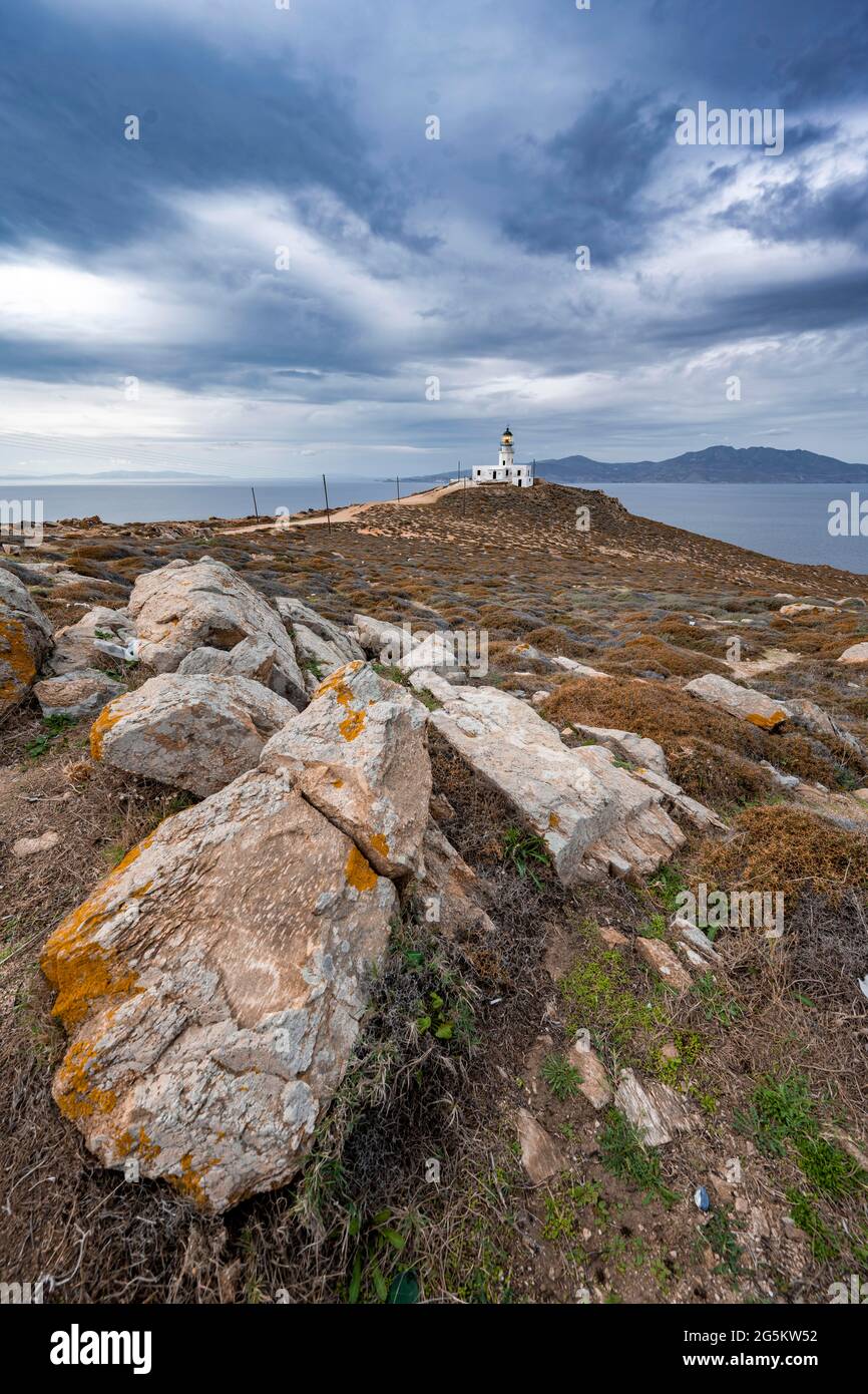 Old Lighthouse, Faro De Armenistis, Mykonos, Cyclades, Aegean Sea ...