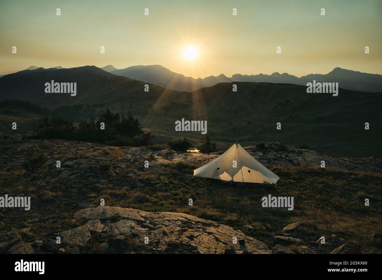 Campsite with the morning sun, Colorado Stock Photo - Alamy