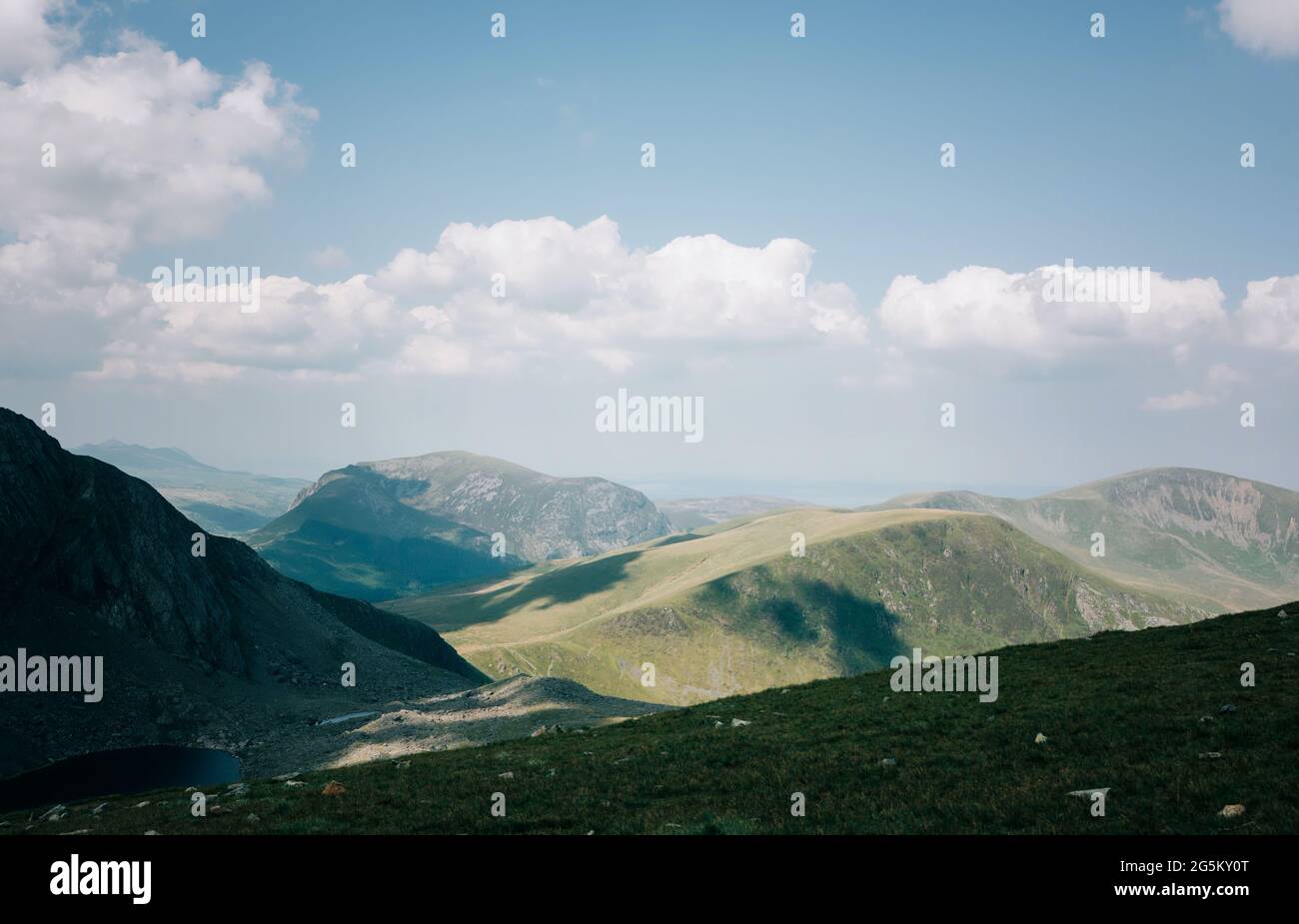 view of the summit of Mount Snowdon Wales on a beautiful sunny day ...