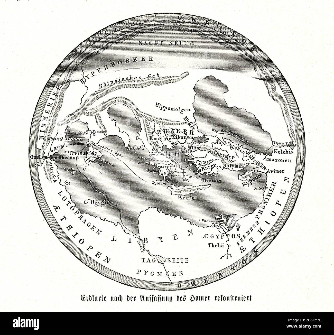 Earth map reconstructed according to the view of Homer Stock Photo - Alamy