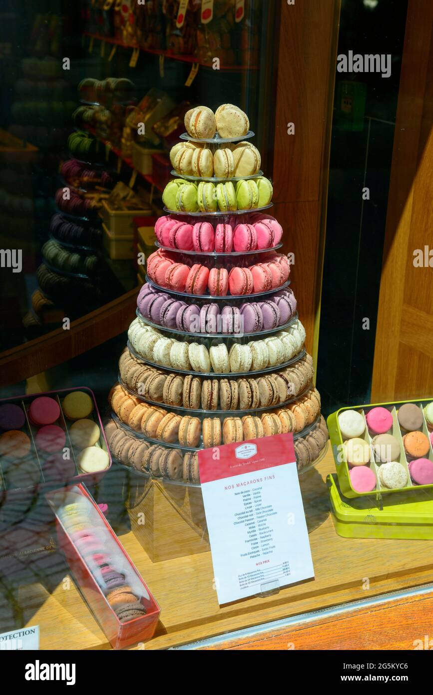 Macaroons at the Maison Alsacienne, Strasbourg, Alsace, France, Europe ...