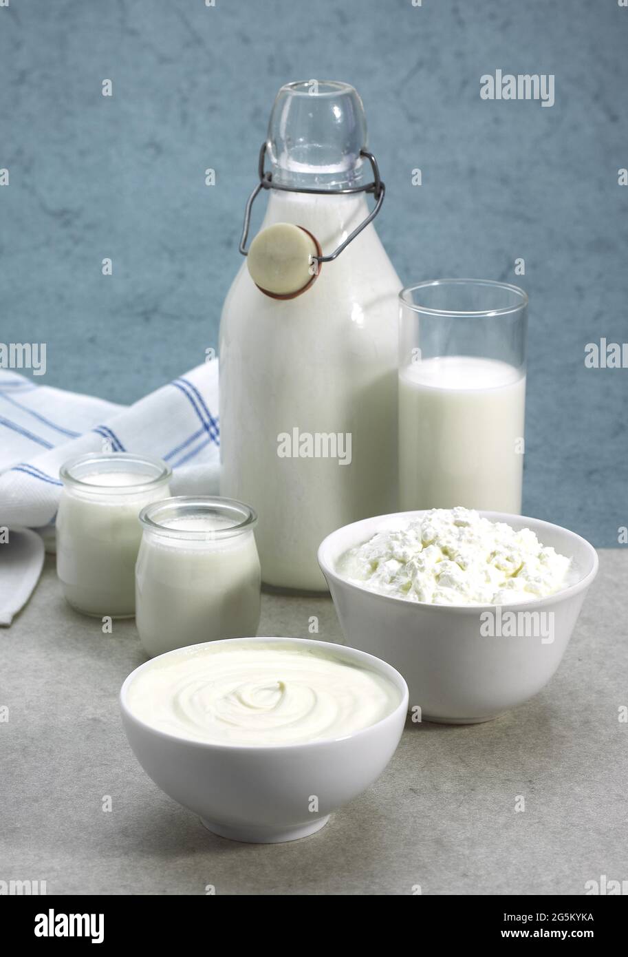 Milk products yoghurt cheese hi-res stock photography and images - Alamy