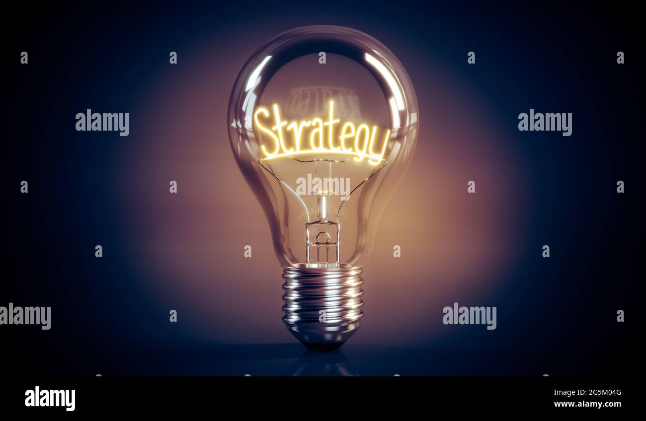 Strategy concept - shining light bulb - 3D illustration Stock Photo - Alamy