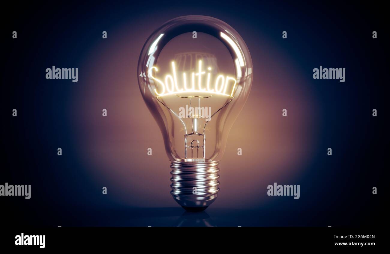Solution concept - shining light bulb - 3D illustration Stock Photo - Alamy