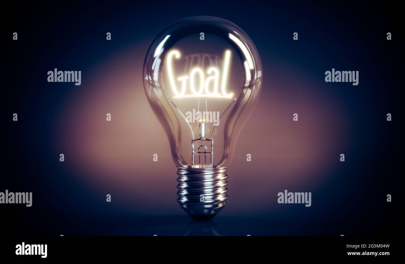 Goal concept - shining light bulb - 3D illustration Stock Photo - Alamy