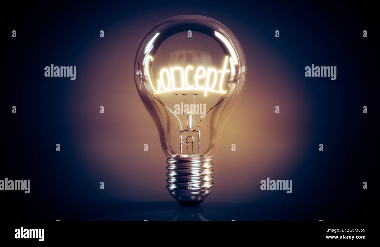 Concept - shining light bulb - 3D illustration Stock Photo - Alamy