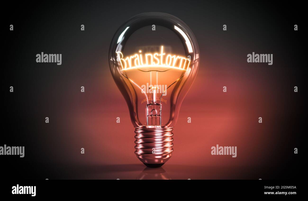Brainstorm concept - shining light bulb - 3D illustration Stock Photo ...