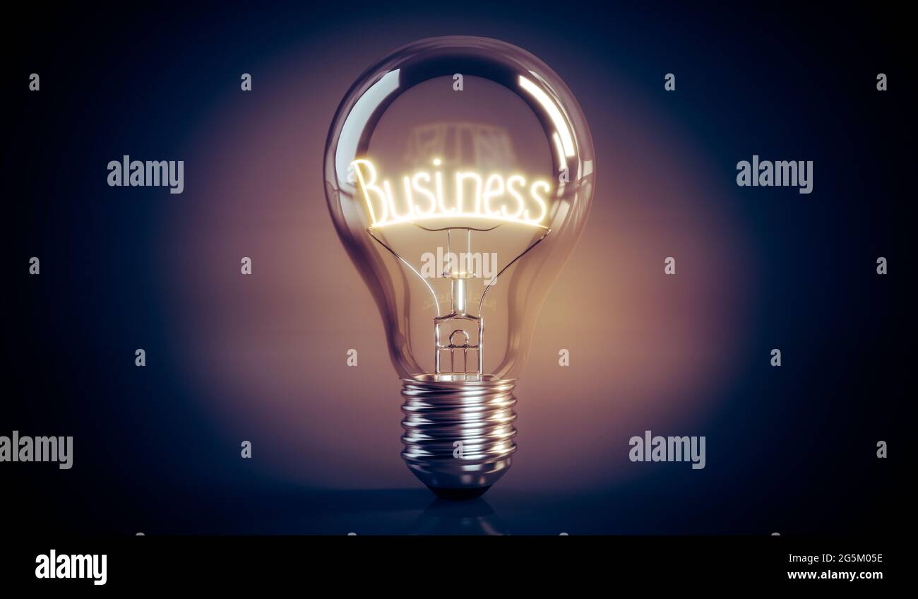 Business concept - shining light bulb - 3D illustration Stock Photo - Alamy