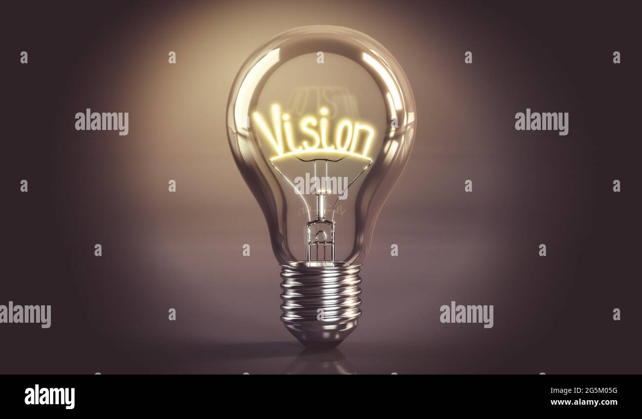 Vision concept - shining light bulb - 3D illustration Stock Photo - Alamy