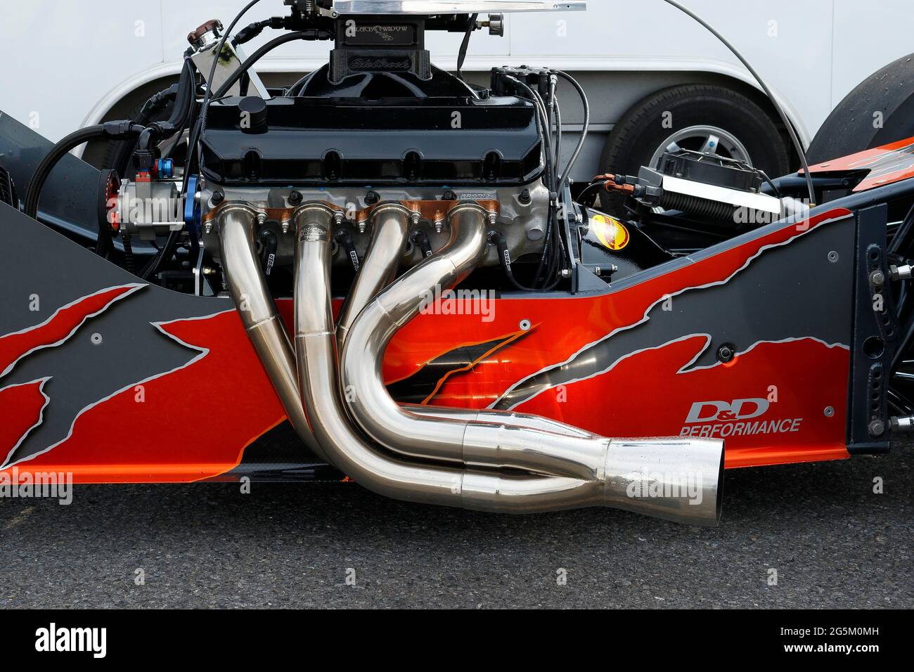 Nitro fuel engine of a race car, Dragway Napierville, Province of ...