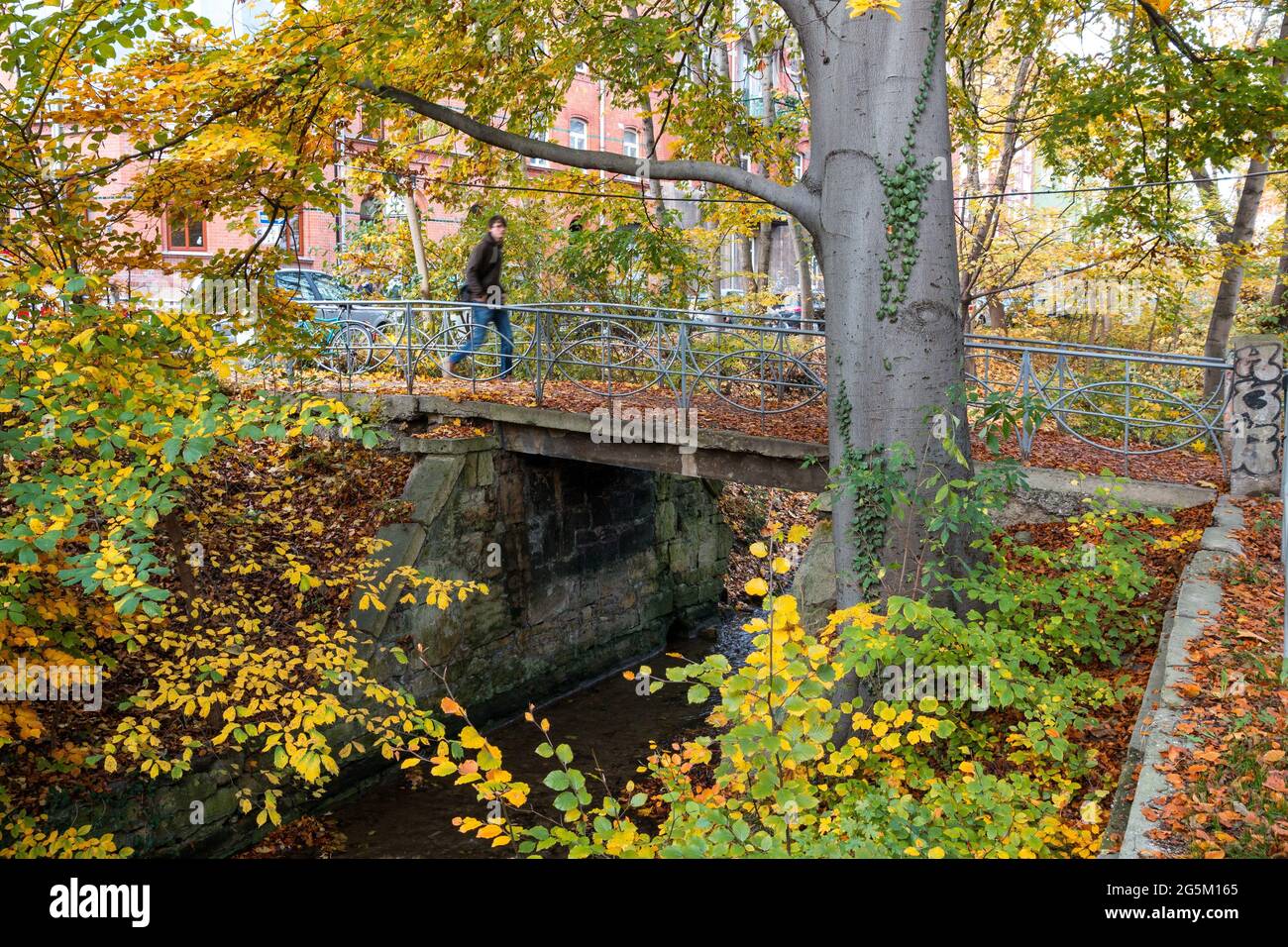 Bridge over Leutra river, Jena city, Thuringia, Germany, Europe Stock ...