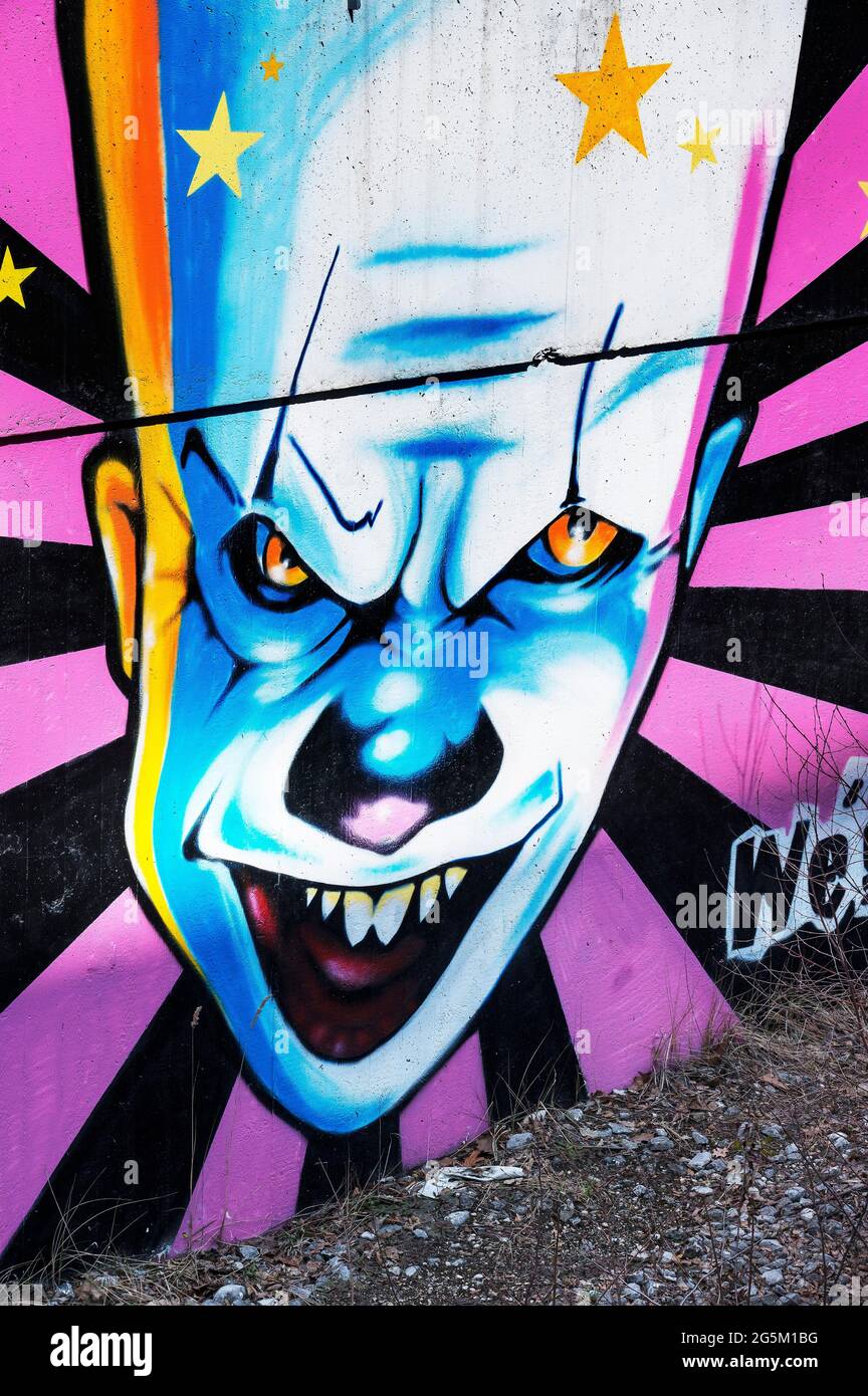 Graffiti, Devil's Grimace, Brudermühlstraße, Munich, Upper Bavaria ...