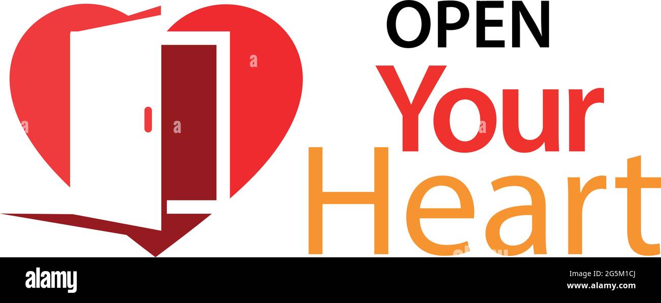 Open your heart with door icon. Flat vector illustration on white ...