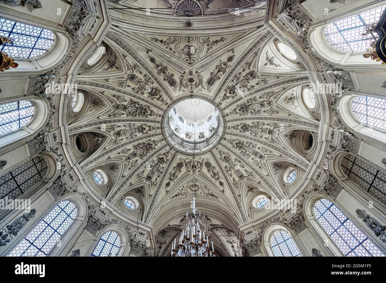 Catholic pilgrimage church Maria pear tree, ceiling stucco with apostle ...