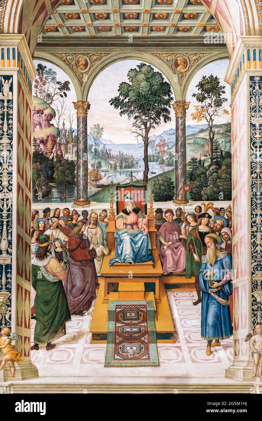 Piccolomini in front of King James I of Scotland, Great Britain, fresco ...