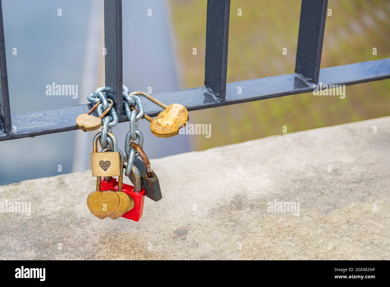 door lock on the railing of the bridge Stock Photo - Alamy