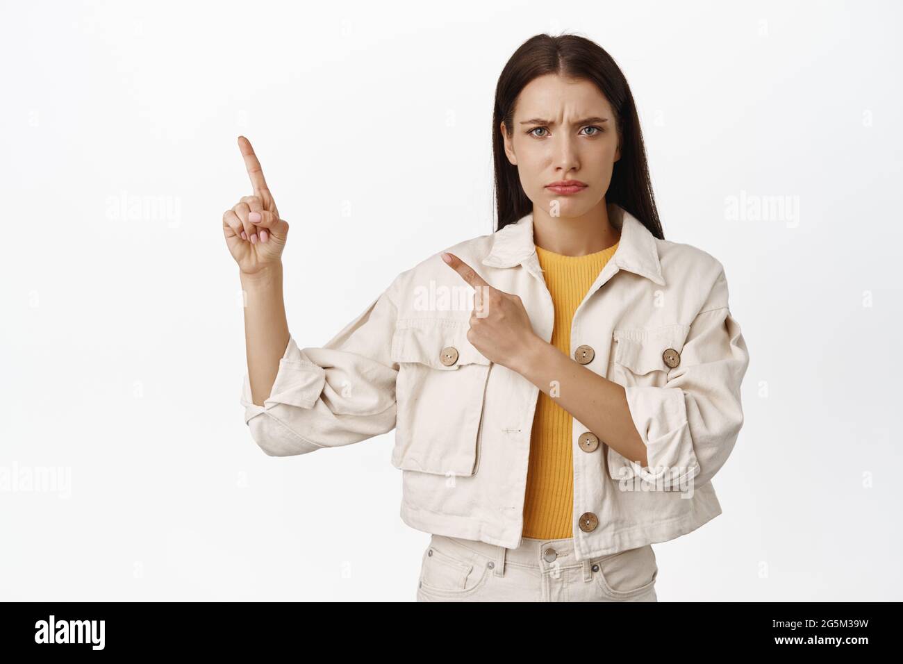 This is unfair. Sad and disappointed girl sobbing, pointing fingers at ...