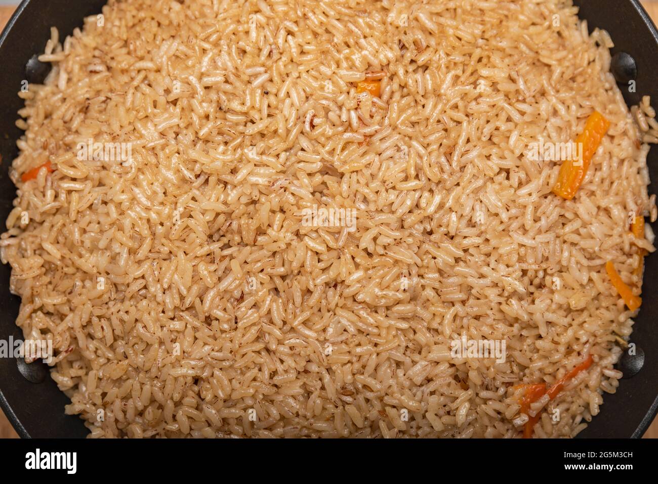 Pilaf rice close up. Oriental cuisine concept. National Uzbek pilaf ...