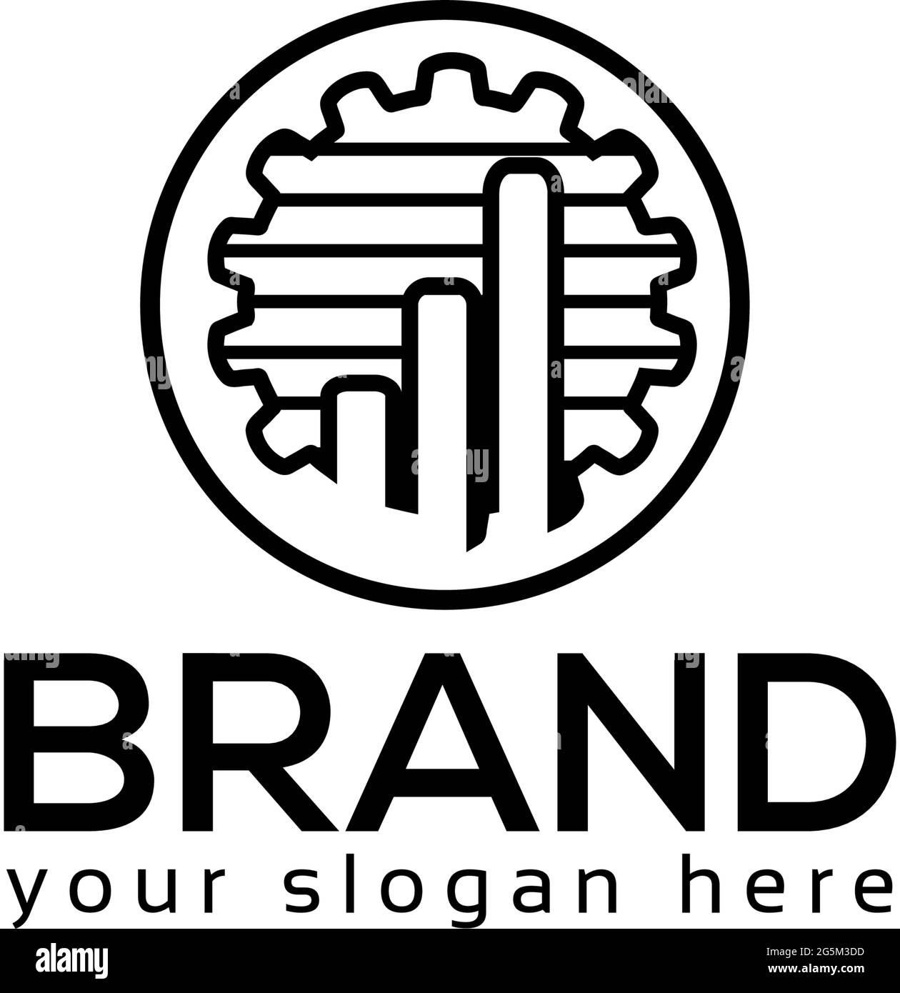 Gear line logo vector, with Growing bars graphic Stock Vector Image ...