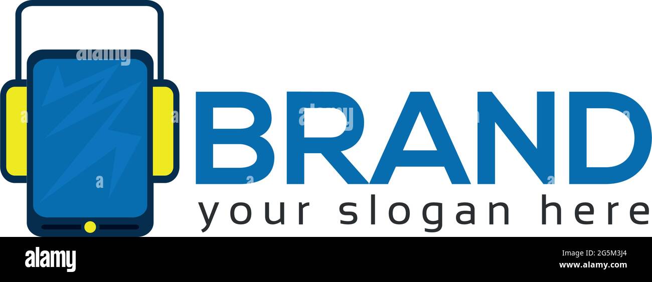 Smartphone and headset logo template, flat design Stock Vector Image ...