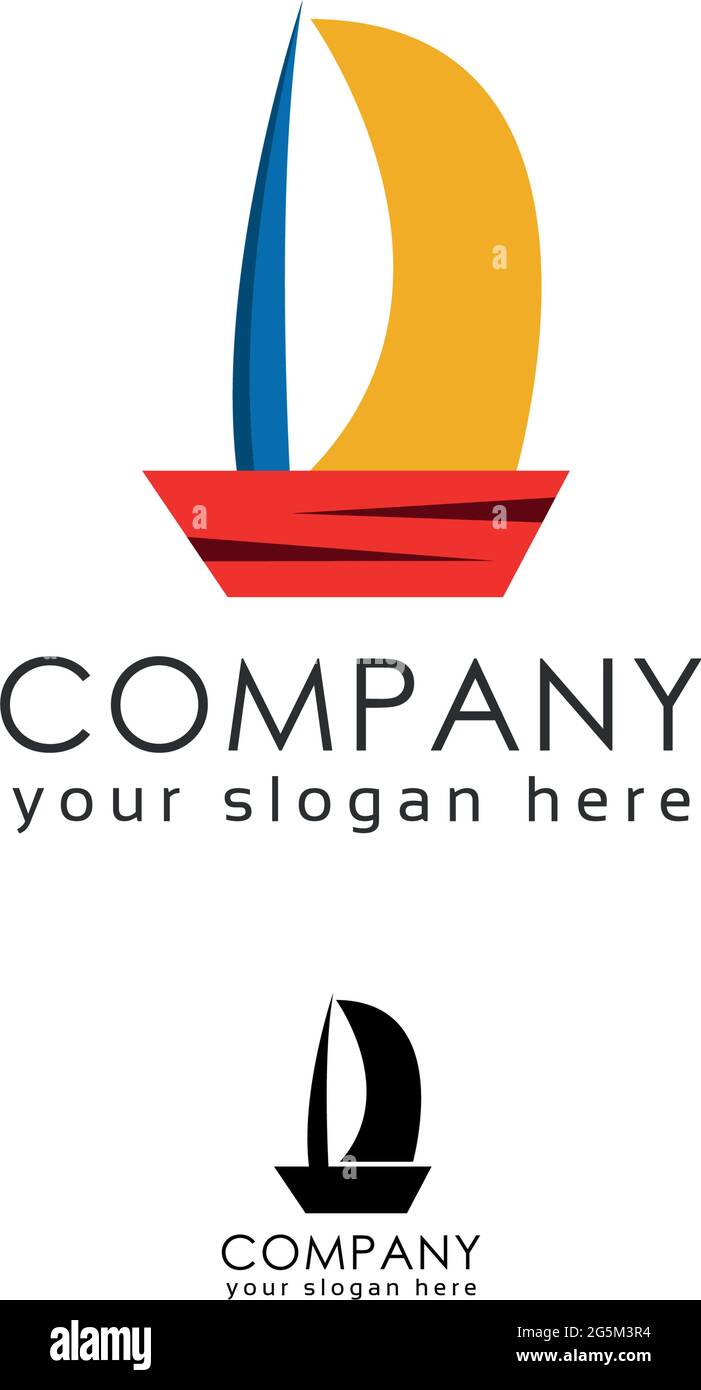 Colorful ship logo template, Vector illustration on white background ...
