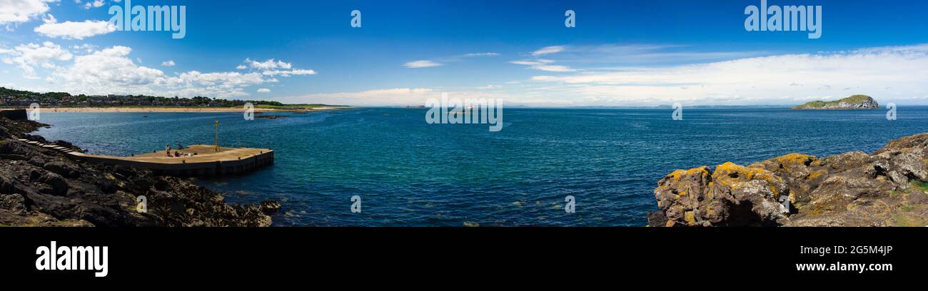 A panoramic view of the islands in the Firth of Forth, Scotland from ...