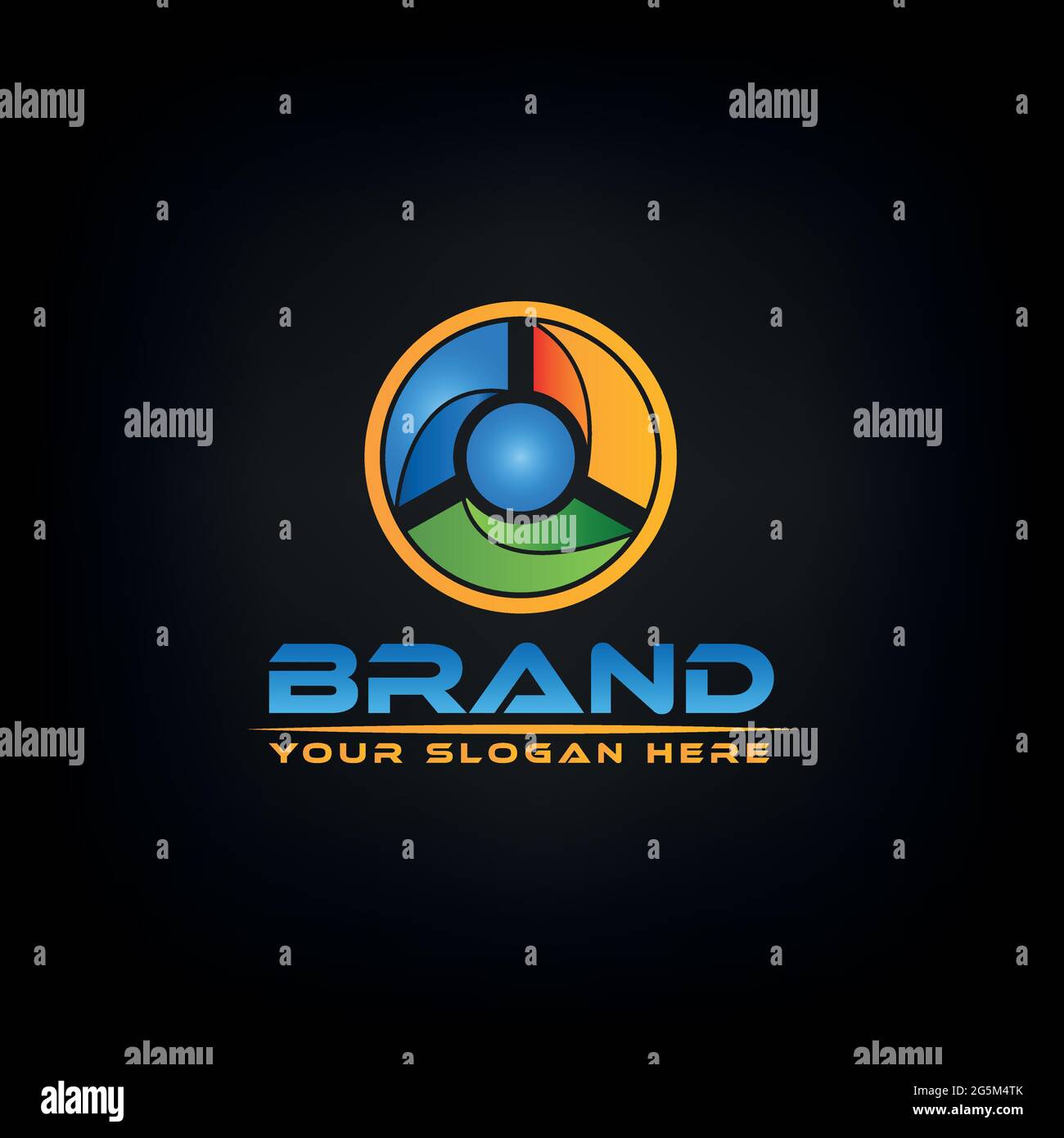 Letter O on black Background. Logo Design Template. Colorful logo ...