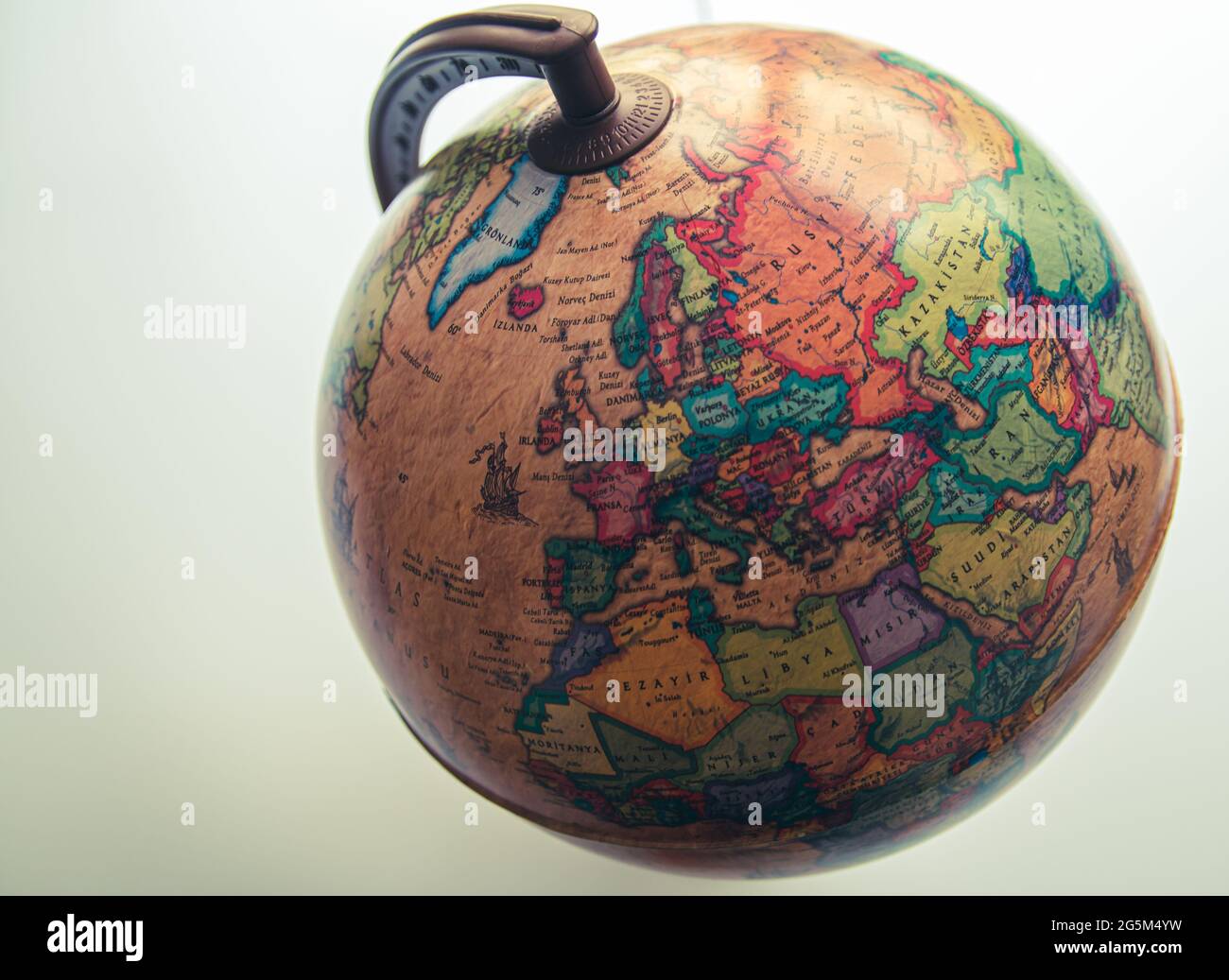 Isolated photo of the standard regular globe map with countries and ...