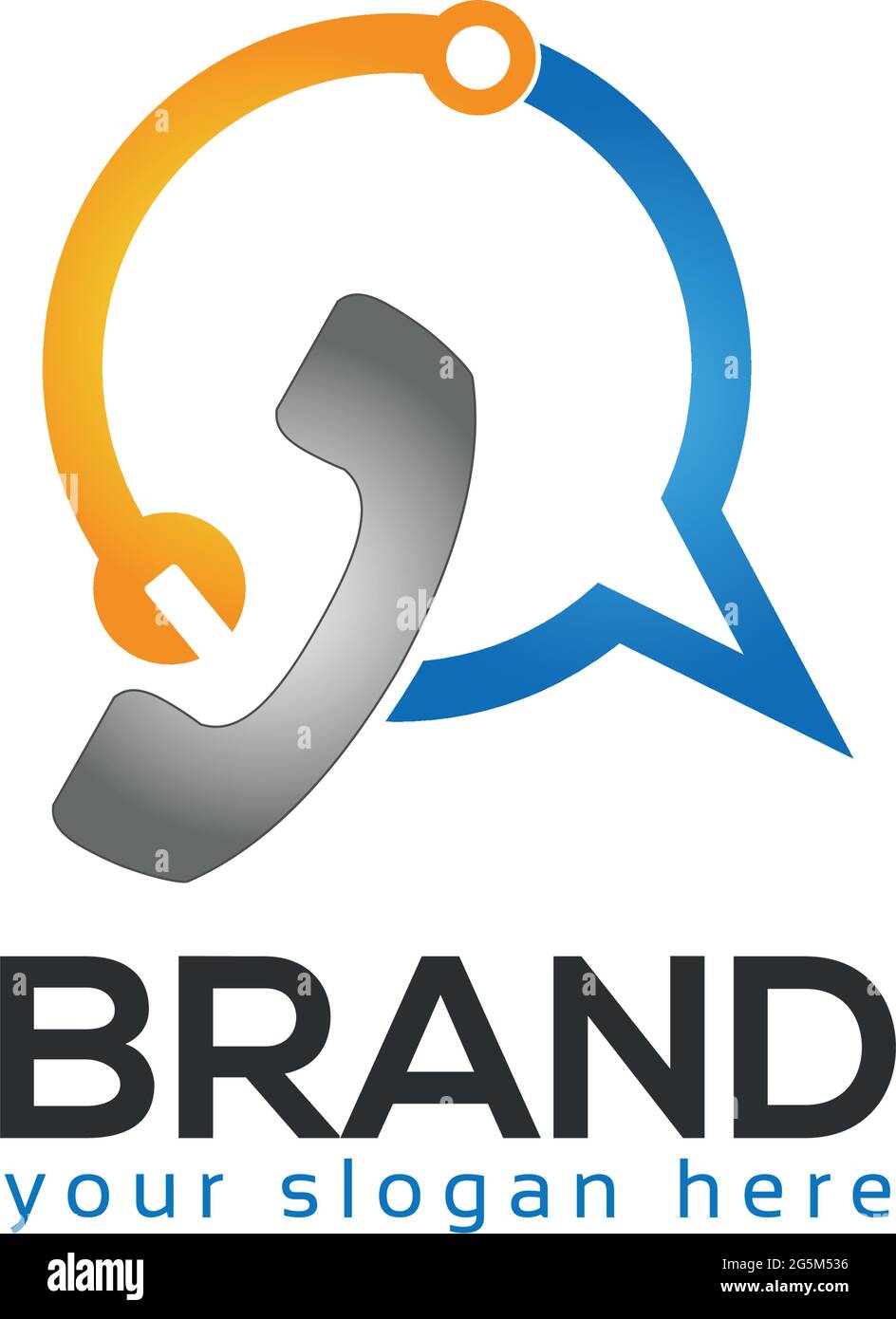 Telephone, bubble and wrench. Telecommunication service logo Stock ...