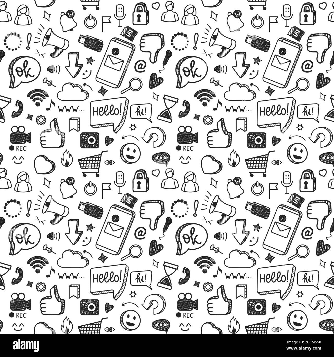Social media doodles. Social network, internet, computer technology ... Social media doodles. Social network, internet, computer technology ...