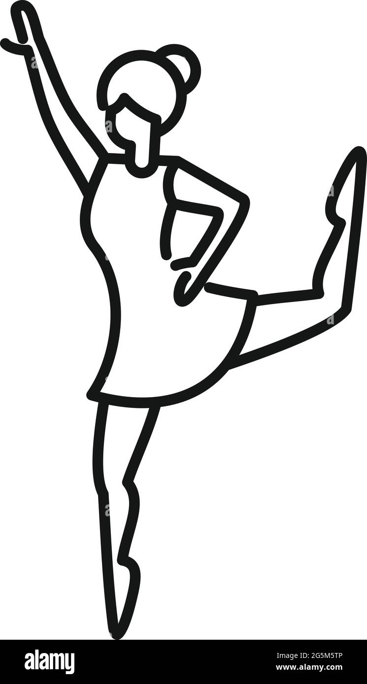 Dancing ballerina icon outline vector. Ballet dance girl Stock Vector ...