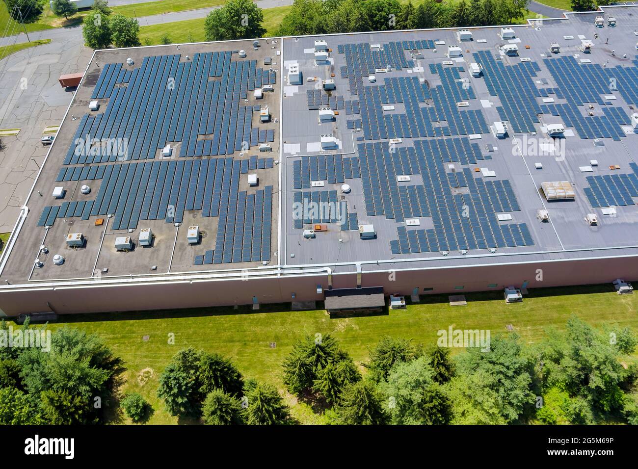 Photovoltaic system on the roof of an industrial building hi-res stock ...