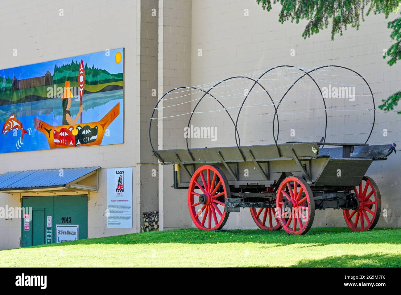 Wagon, BC Farm Museum exterior, Fort Langley, British Columbia, Canada ...