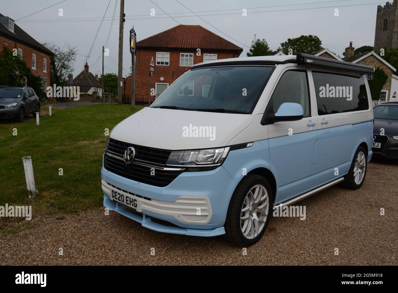 blue and white VW Camper van in Southwold UK Stock Photo - Alamy