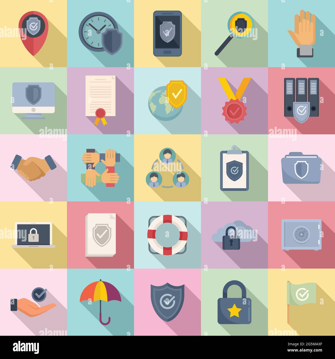 Reliability icons set flat vector. Customer principles Stock Vector ...