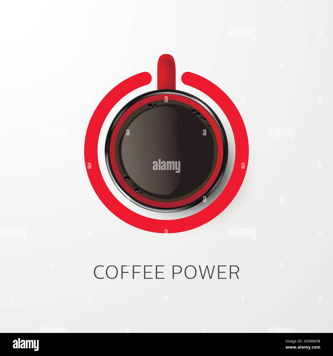Coffee Power Concept. Vector 3d Realistic Red Mug with Black Coffee ...
