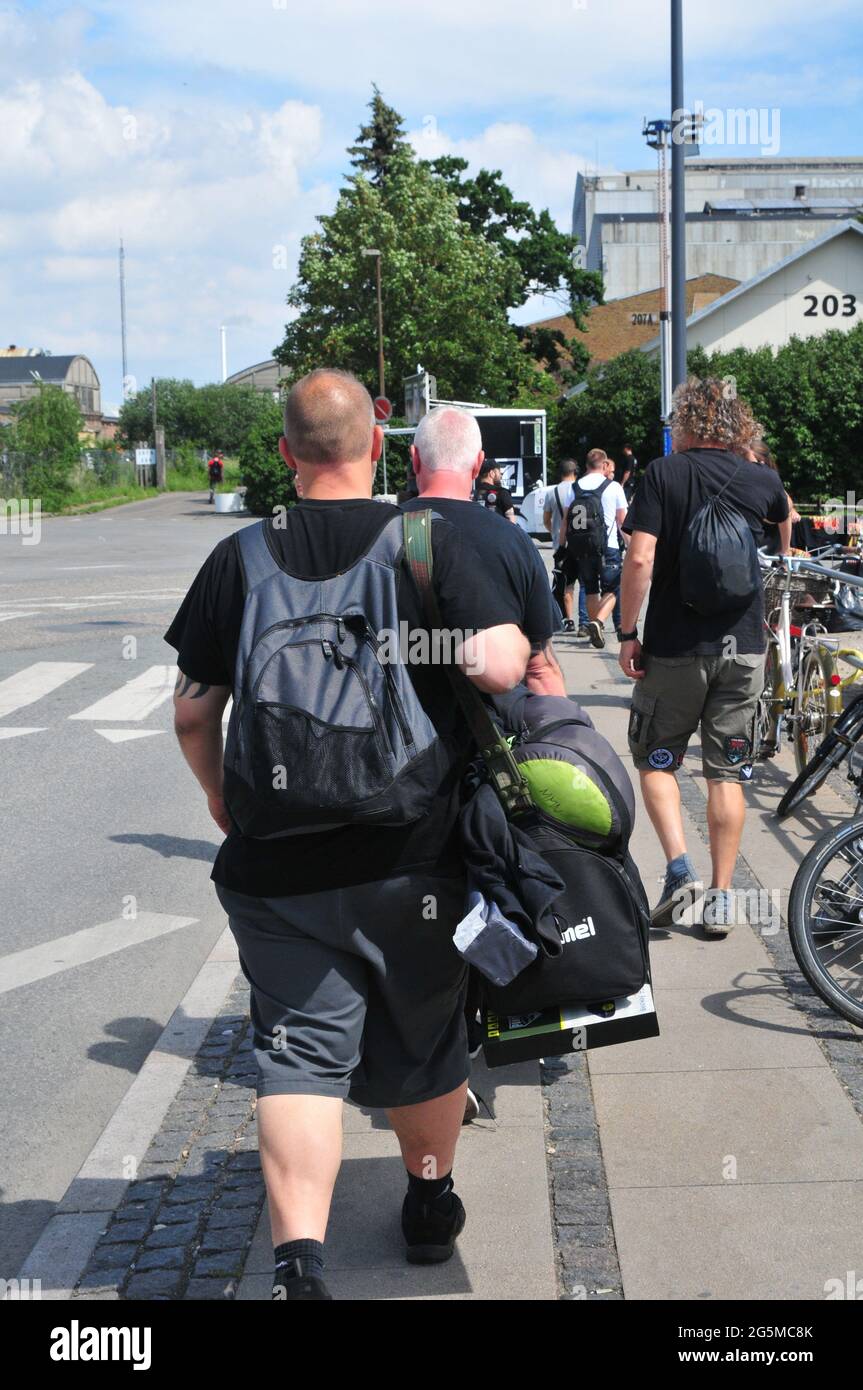 Copenhagen /Denmark./ 20 June 2019/Fans arriving to Copenhell metal ...