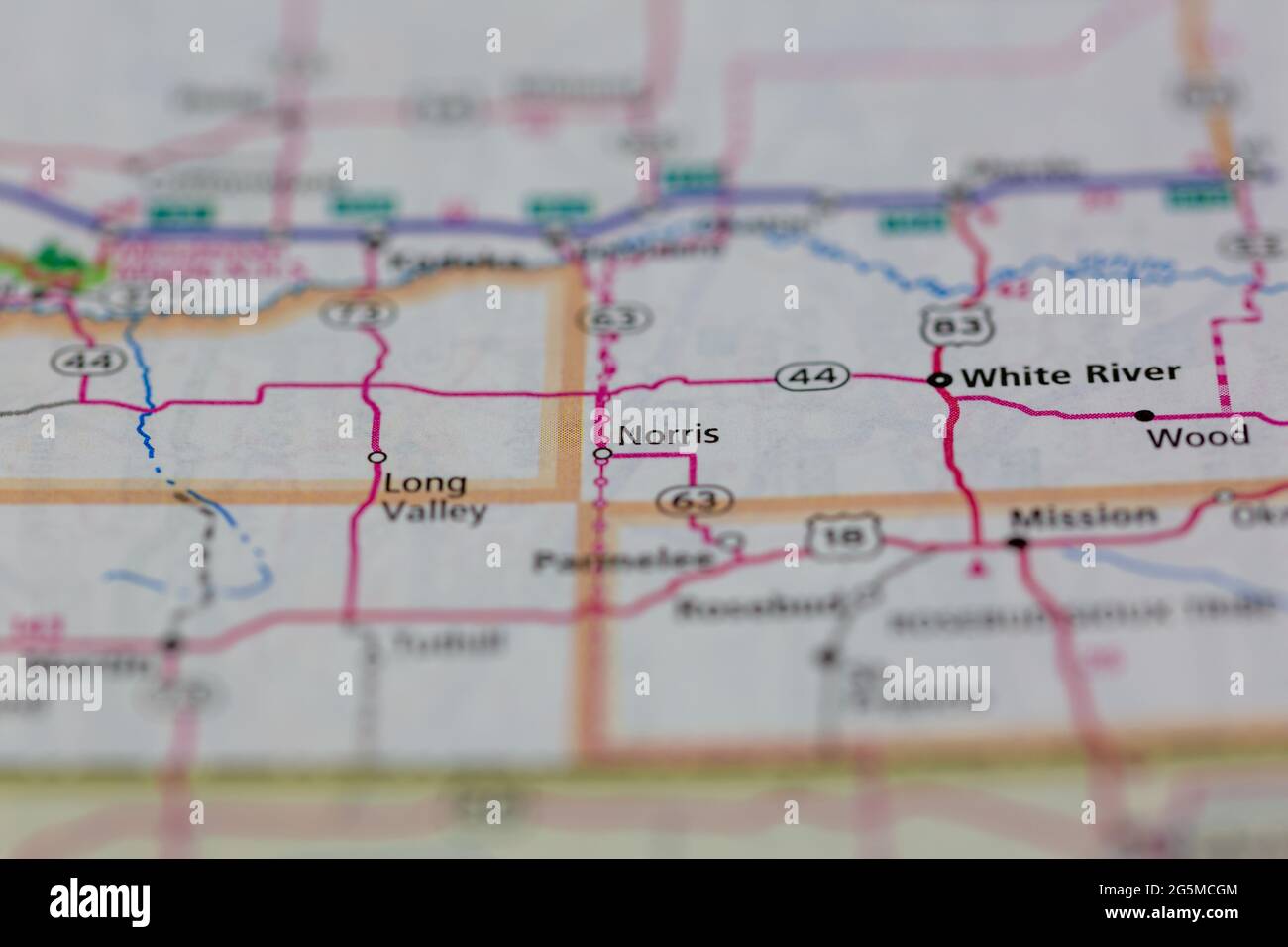 Norris South Dakota USA shown on a Geography map or Road map Stock ...