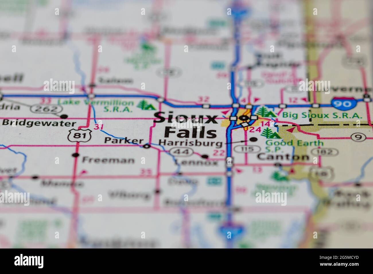 Sioux falls South Dakota USA shown on a Geography map or Road map Stock Photo - Alamy