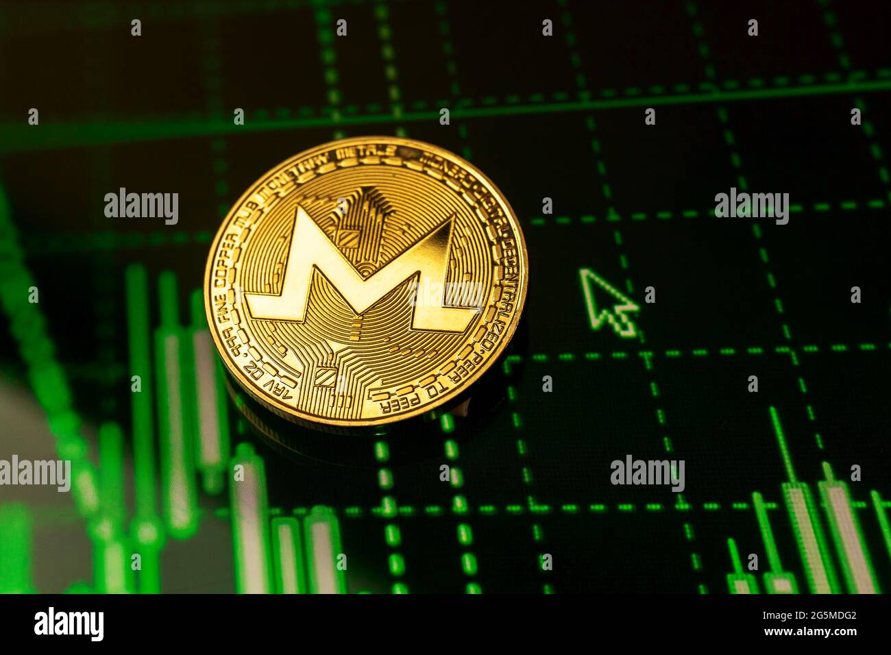 Monero crypto currency growth chart, finance and business background ...