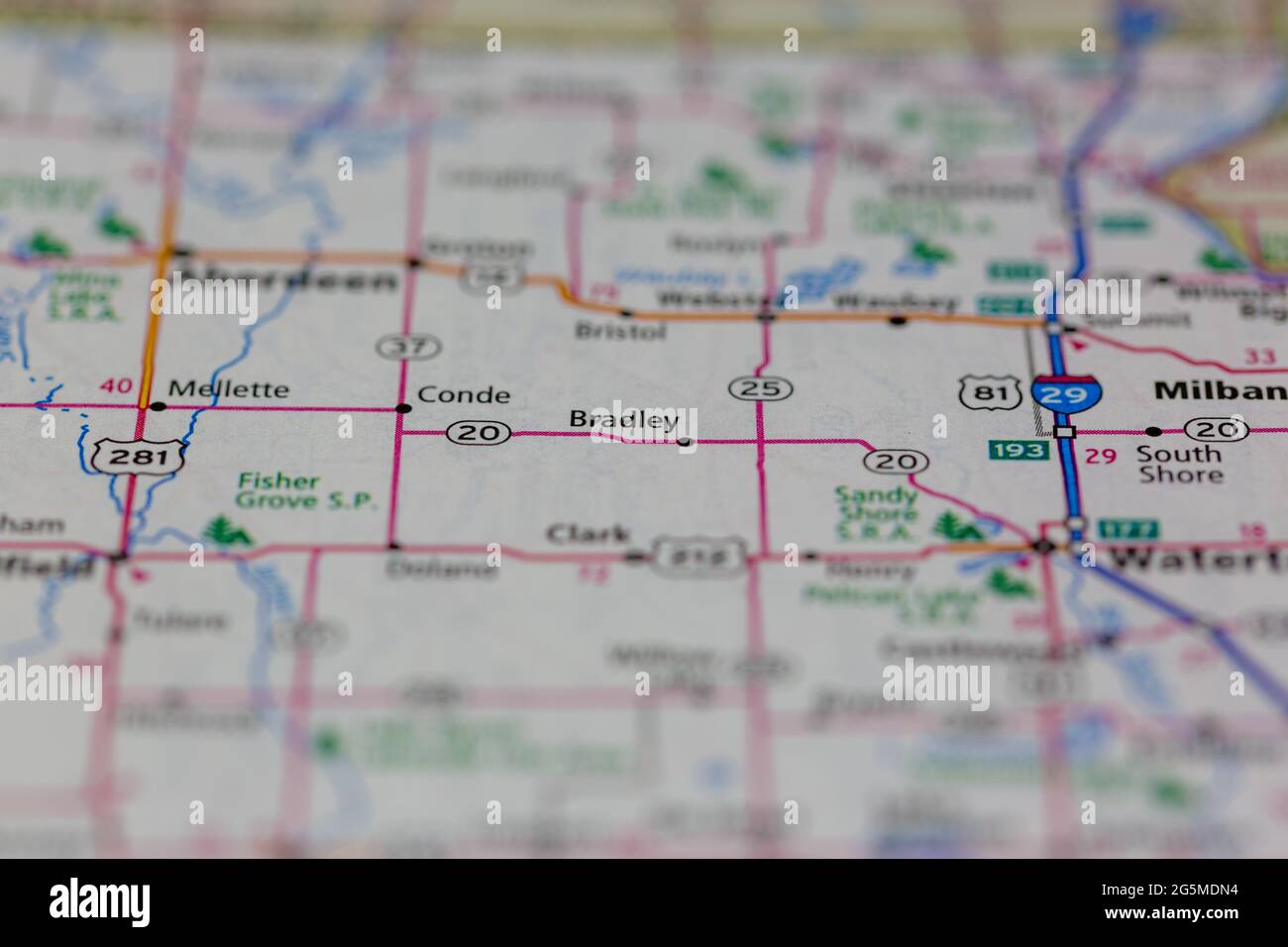 Bradley South Dakota USA shown on a Geography map or Road map Stock ...