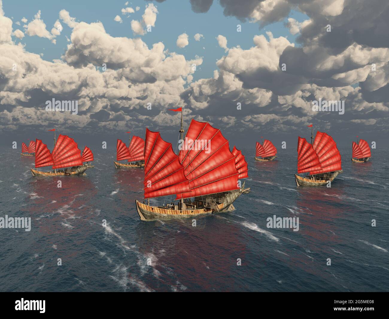 Chinese junk ships in the open sea Stock Photo - Alamy